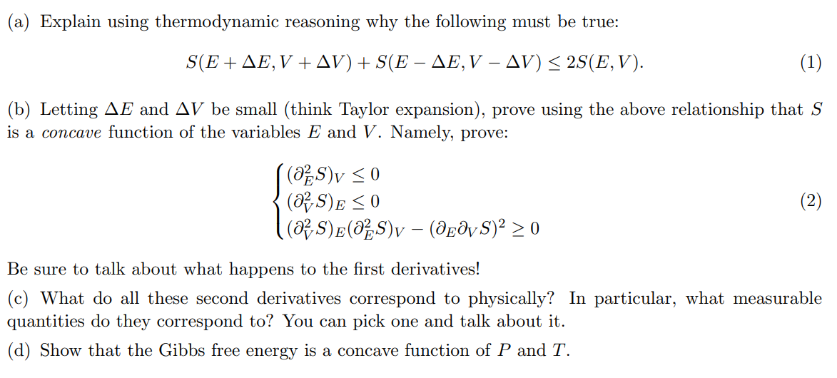 Solved Consider A System With Some Entropy Function S E V