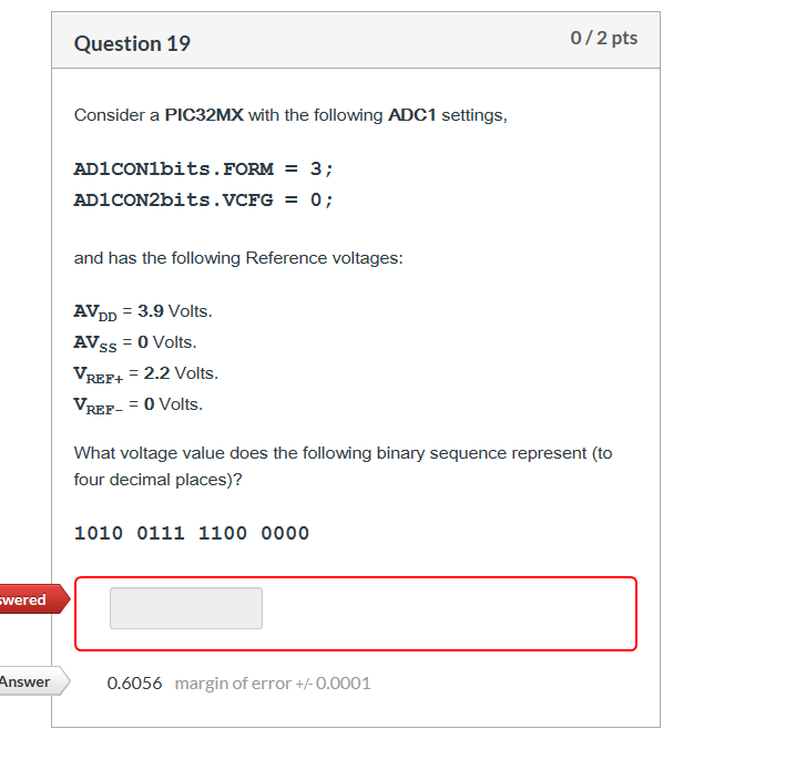Solved 0/2 pts Question 19 Consider a PIC32MX with the | Chegg.com
