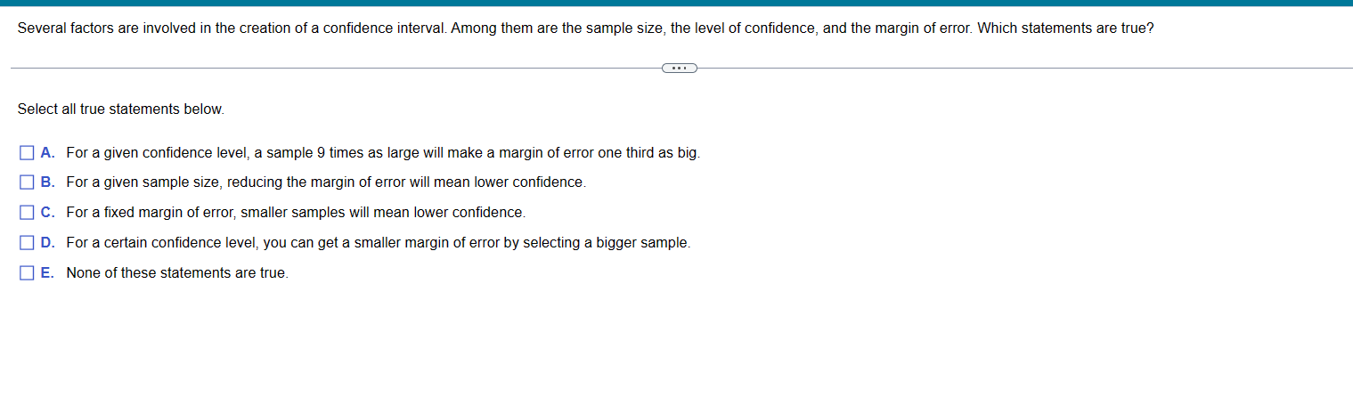 Solved Select all true statements below. A. For a given | Chegg.com