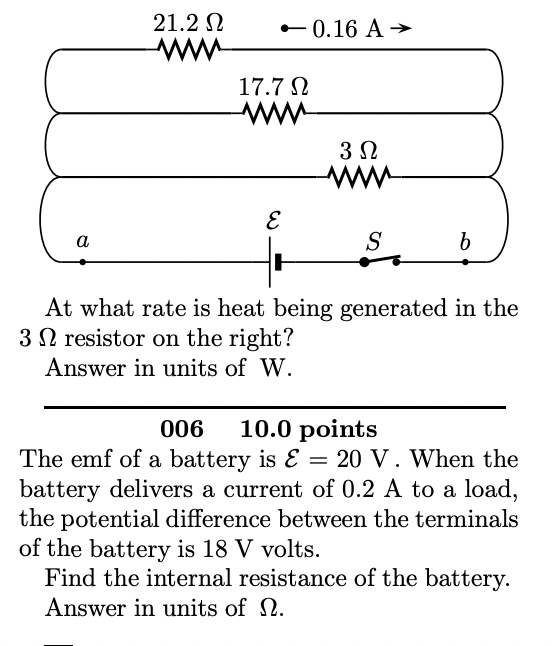 Solved At what rate is heat being generated in the 3Ω | Chegg.com