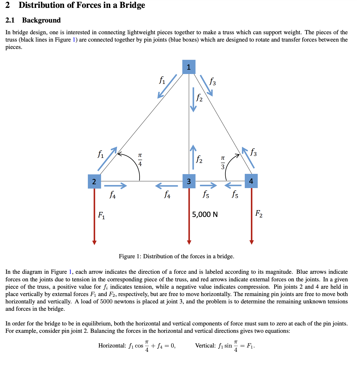 Solved 2 Distribution of Forces in a Bridge 2.1 Background | Chegg.com