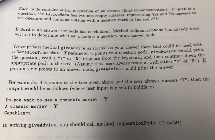 Solved 16 Consider A Binary Tree That Implements A Decision