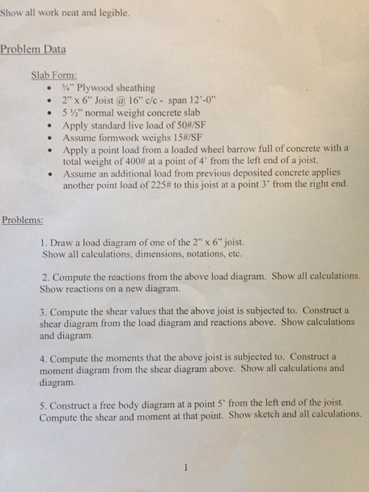 Solved neat and legible. Slab Form: 3/4" Plywood | Chegg.com