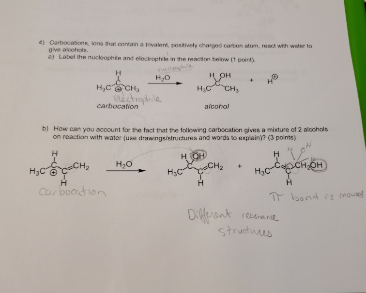 Solved 4) Carbocations, ions that contain a trivalent | Chegg.com