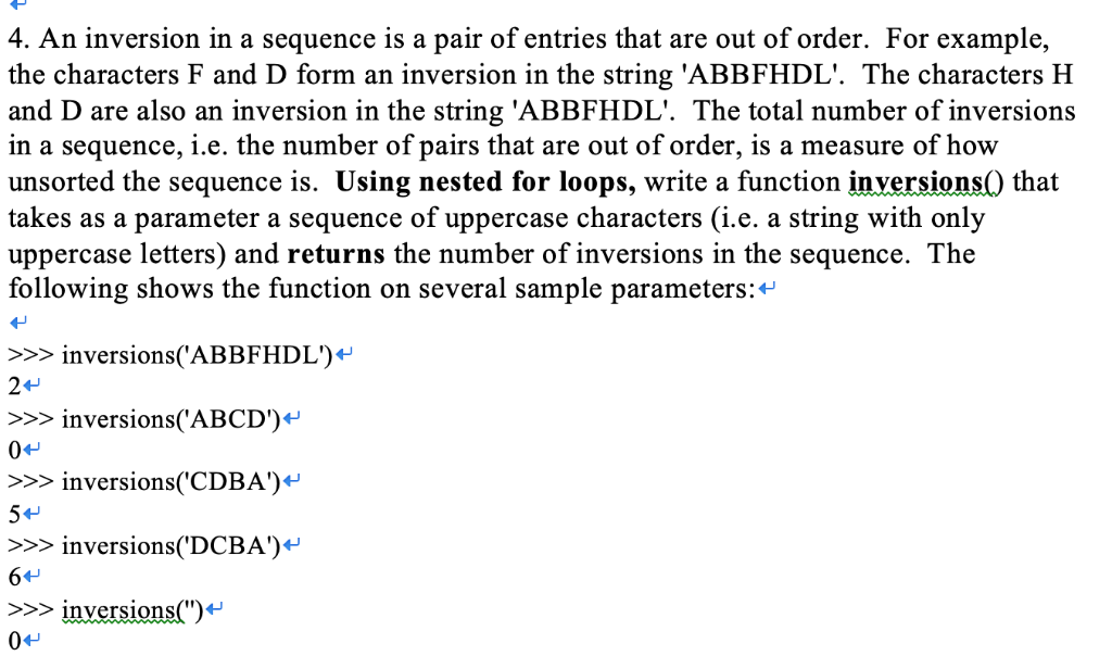 Solved 4. An inversion in a sequence is a pair of entries | Chegg.com