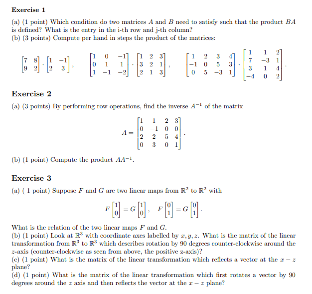 Solved (a) (1 point) Which condition do two matrices A and B | Chegg.com