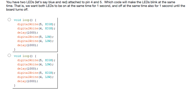 Solved You have two LEDs (let's say blue and red) attached | Chegg.com