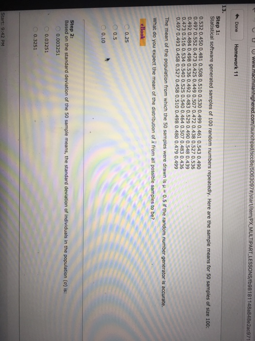 Solved Statistical software generated samples of 100 random | Chegg.com