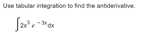 Solved Use tabular integration to find the antiderivative. | Chegg.com