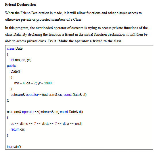 Solved Friend Declaration When the Friend Declaration is | Chegg.com