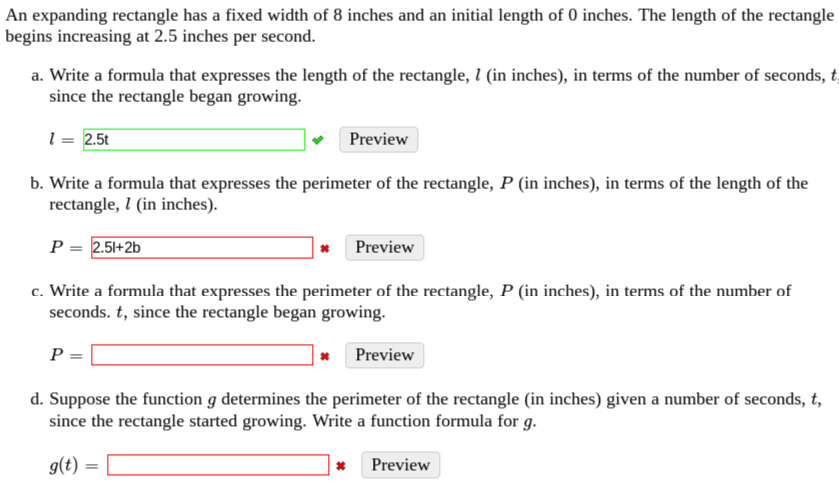 Solved An expanding rectangle has a fixed width of 8 inches | Chegg.com