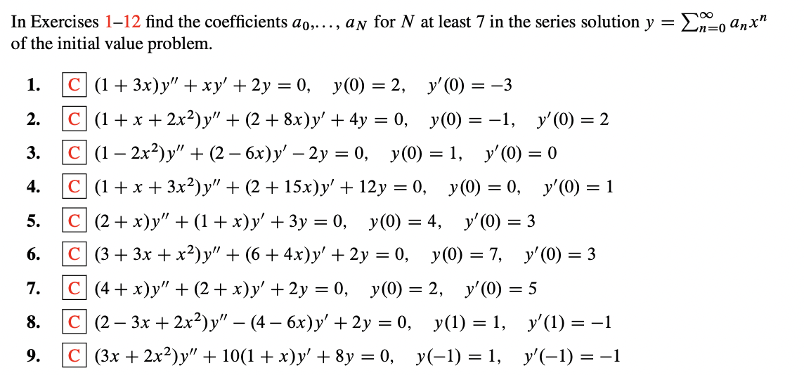 Solved In Exercises 1−12 find the coefficients a0,…,aN for N | Chegg.com