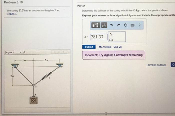 Solved The spring DB has an unstretched length of 2 m | Chegg.com
