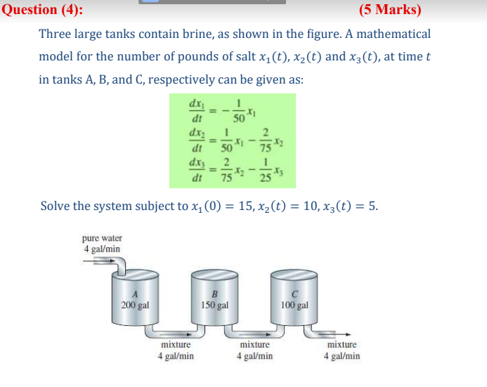Solved Three large tanks contain brine, as shown in the | Chegg.com