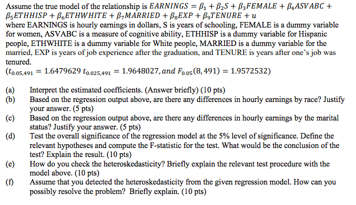 Solved 3 The Stata Output Below Uses The Educational