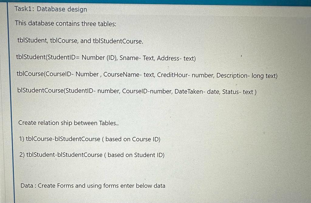 Solved This database contains three tables: tblStudent, | Chegg.com
