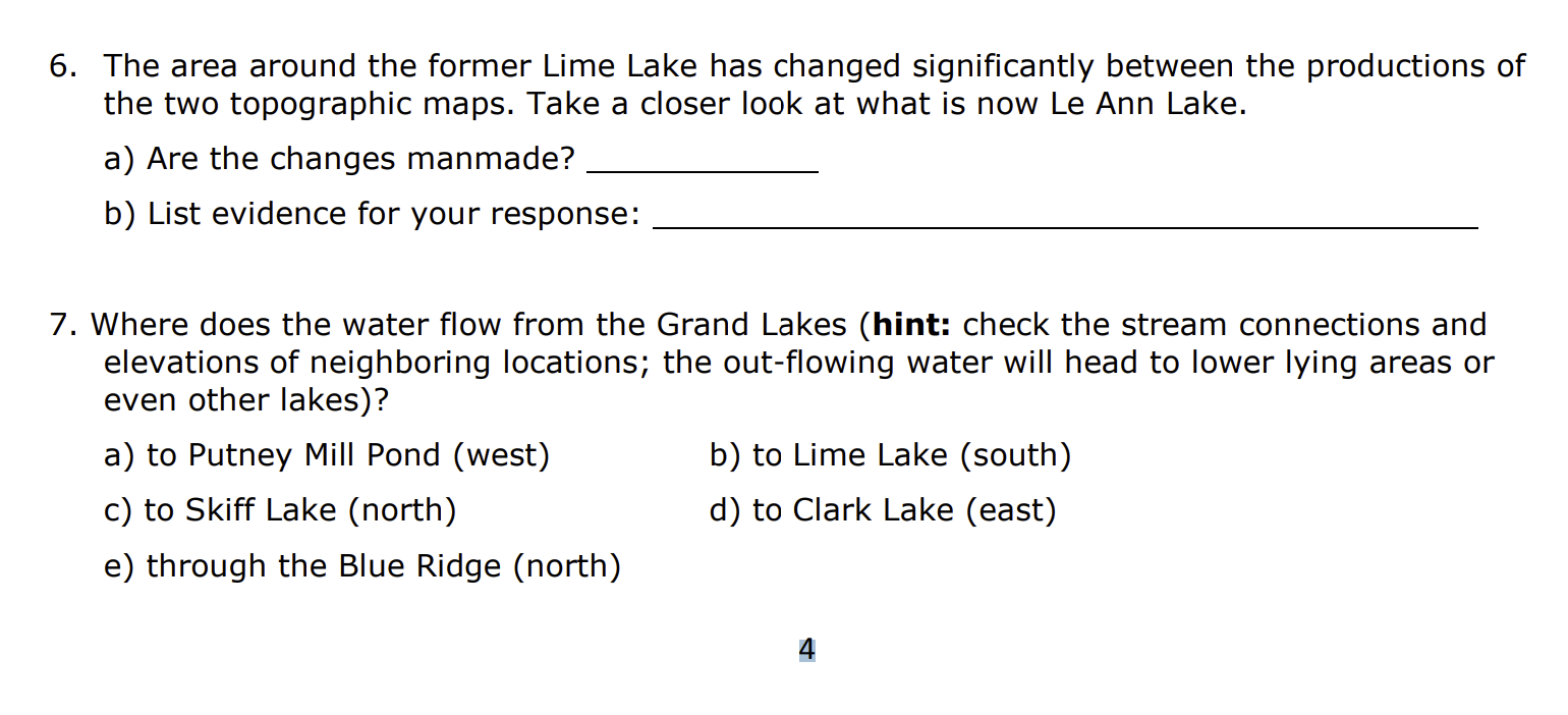 Solved The area around the former Lime Lake has changed | Chegg.com