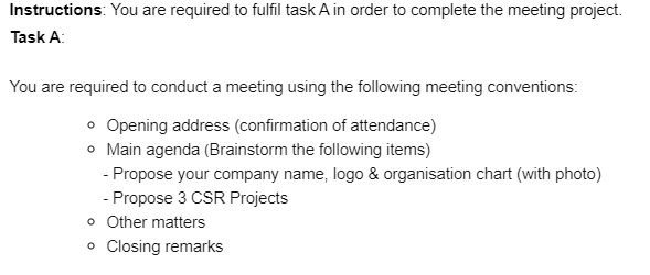 Solved Instructions: You are required to fulfil task A in | Chegg.com