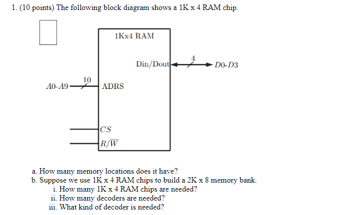 Solved 1. (10 points) The following block diagram shows a 1K | Chegg.com