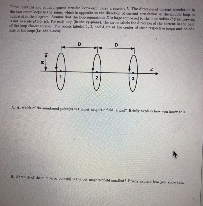 Solved Three identical and equally spaced circular loops | Chegg.com