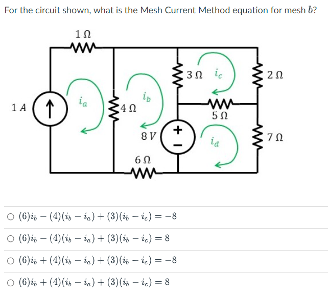 Solved For the circuit shown, what is the Mesh Current | Chegg.com