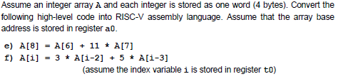 Solved Assume an integer array A and each integer is stored | Chegg.com