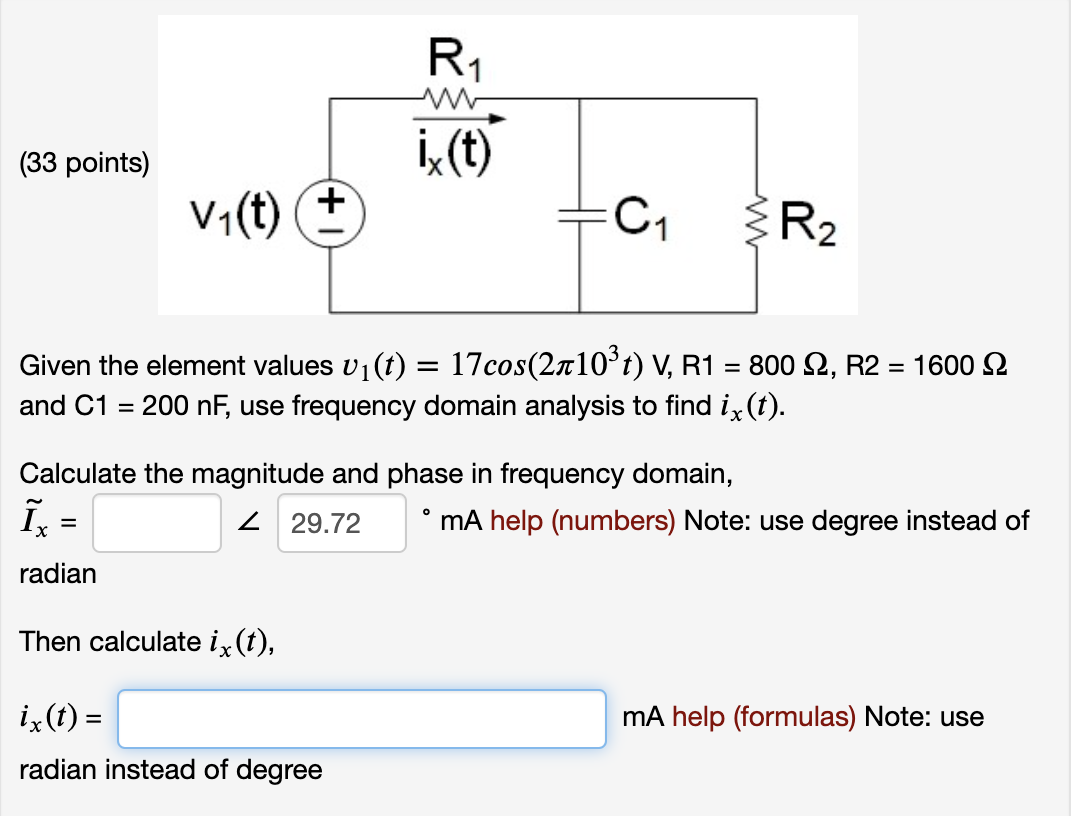 Solved (33 points) Given the element values | Chegg.com
