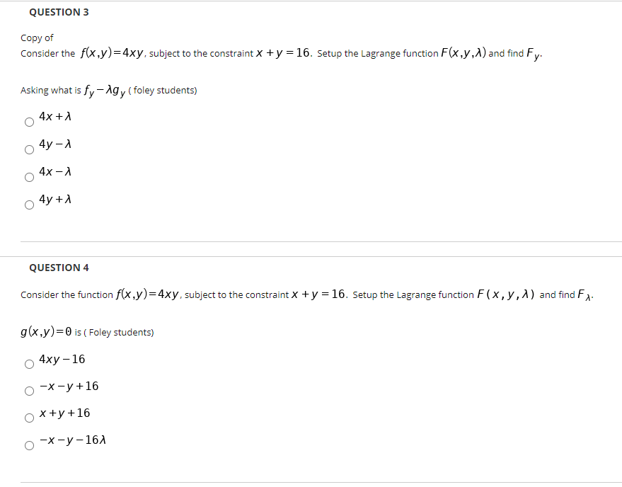 Solved QUESTION 1 Consider the function f(x,y)=4xy, subject | Chegg.com