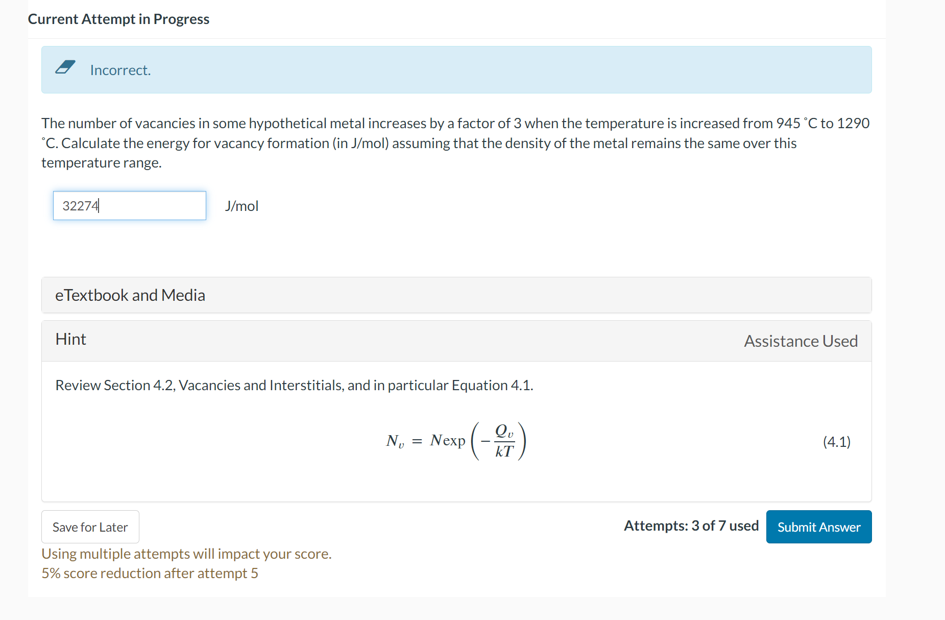 Solved Current Attempt in Progress Incorrect. The number of | Chegg.com