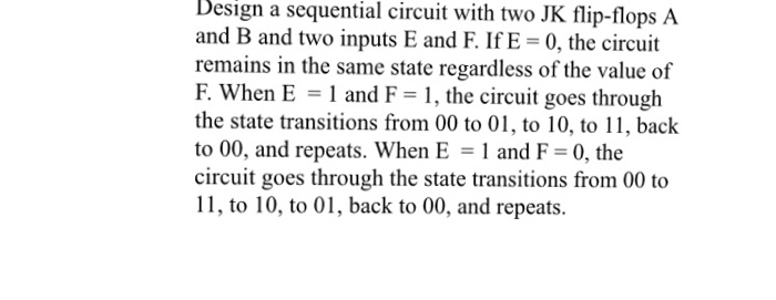 Solved Design sequential circuit with two JK flip-flops A a | Chegg.com