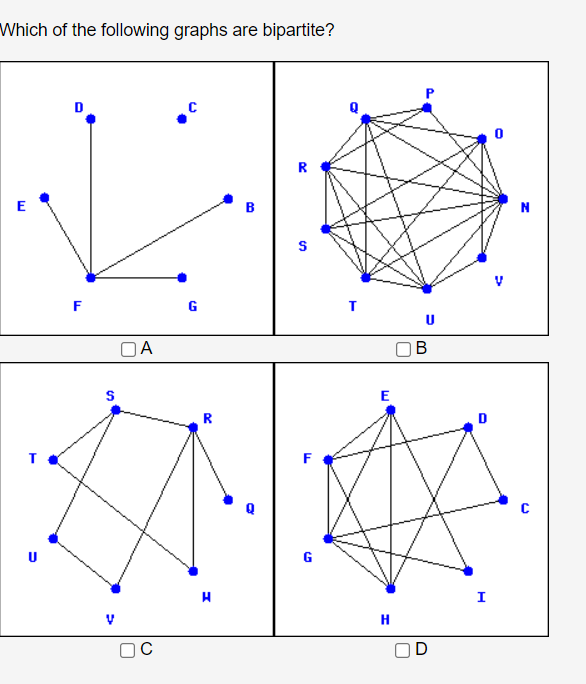 Solved Which of the following graphs are bipartite? | Chegg.com