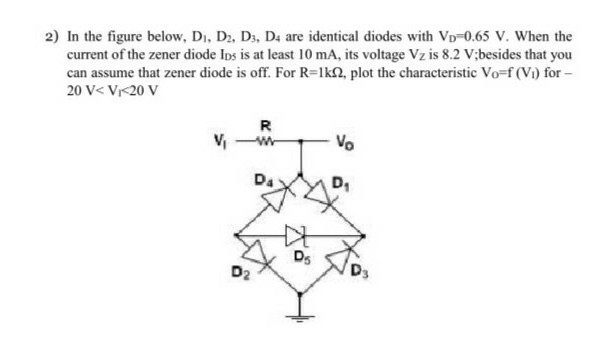 Solved 2) In the figure below, Di, D2, Ds, D4 are identical | Chegg.com
