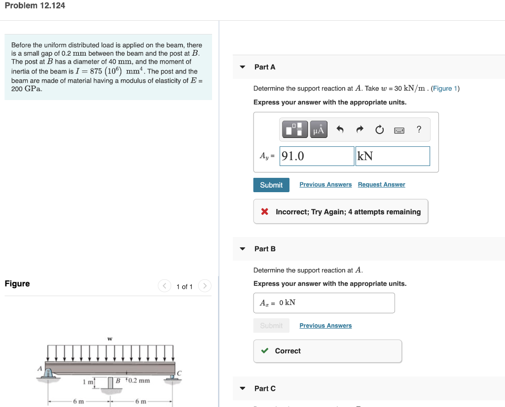 Solved Problem 12.124 Before the uniform distributed load is | Chegg.com