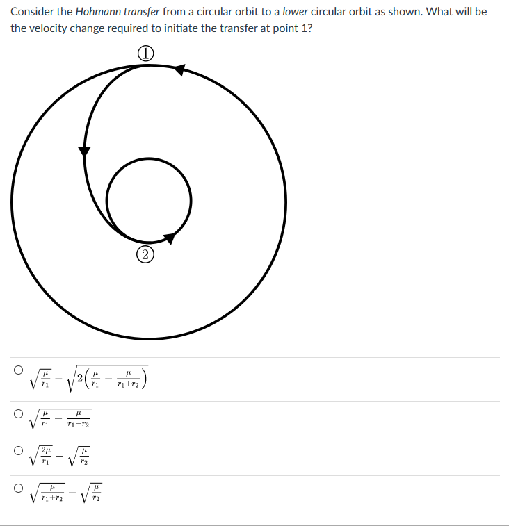 Solved Consider the Hohmann transfer from a circular orbit | Chegg.com