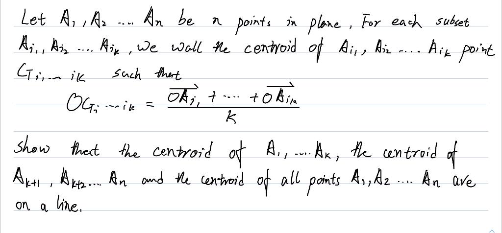 Solved Let A1,A2…An be x points in plane, For each subset | Chegg.com