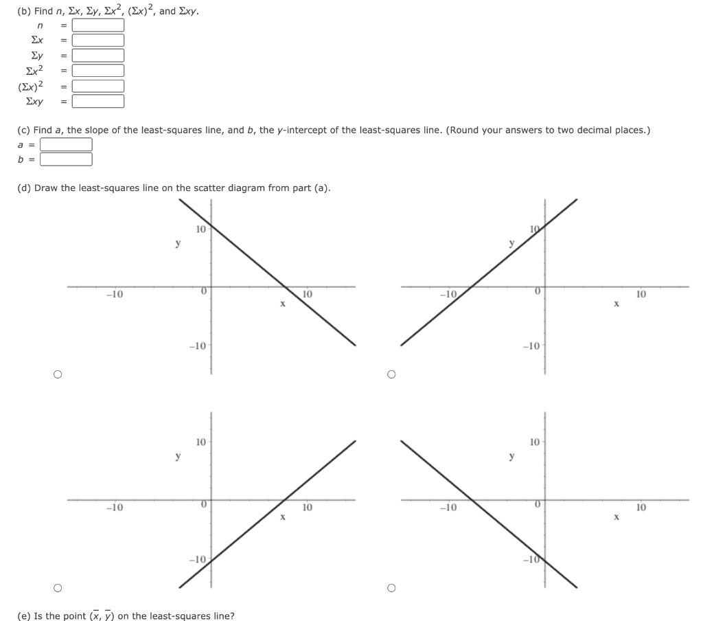 Solved Given the bivariate data: X 1 2 3 5 6 y 9 8 6 4 2 (a) | Chegg.com