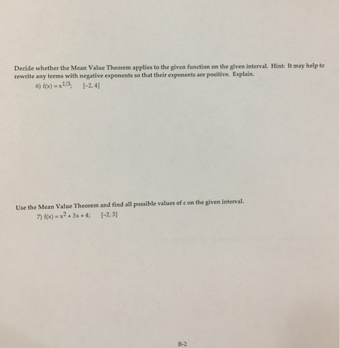 Solved Decide whether the Mean Value Theorem applies to the | Chegg.com