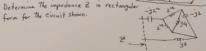 Solved in rectangular Determine the impedance Z form for the | Chegg.com
