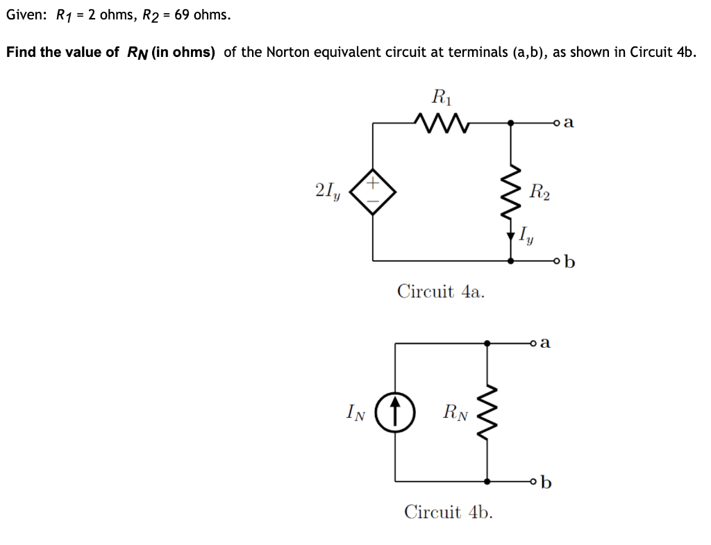 Solved Given: R1=2 ohms, R2=69 ohms. Find the value of RN | Chegg.com