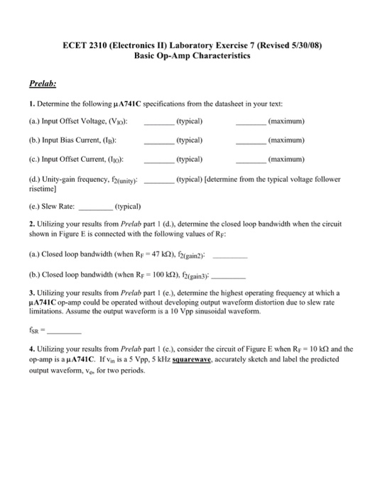 Solved ECET 2310 (Electronics II) Laboratory Exercise 7 | Chegg.com