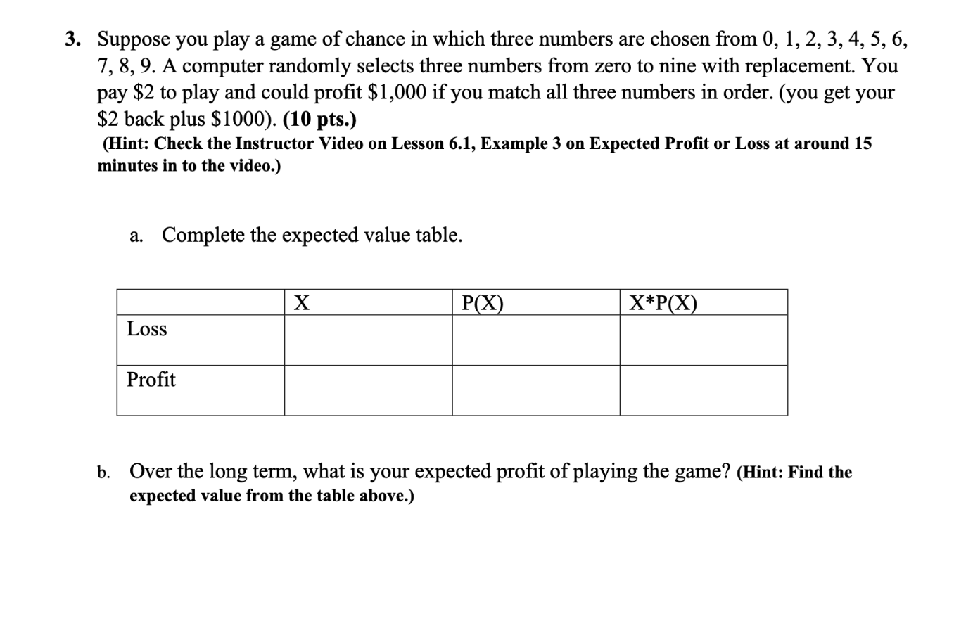 Solved Suppose you play a game of chance in which three | Chegg.com