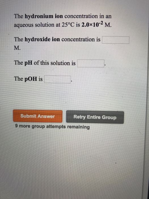 Solved The hydronium ion concentration in an aqueous | Chegg.com