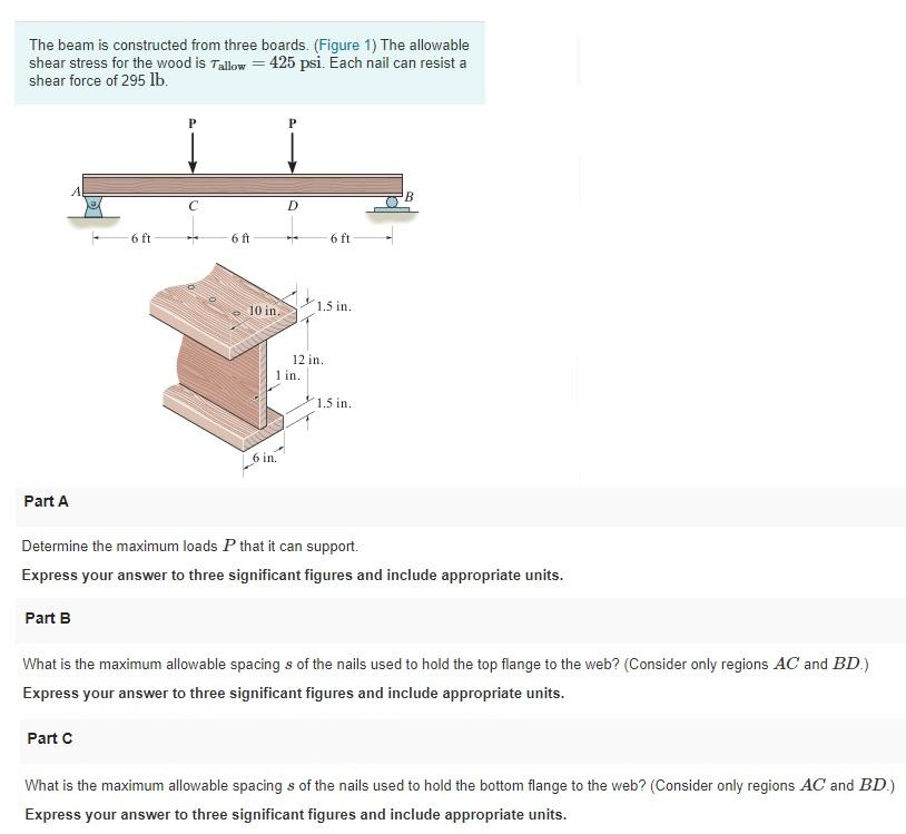 Solved Part A The beam is constructed from three boards. | Chegg.com