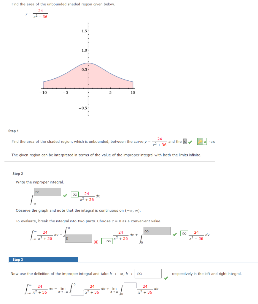 Solved Find the area of the unbounded shaded region given | Chegg.com