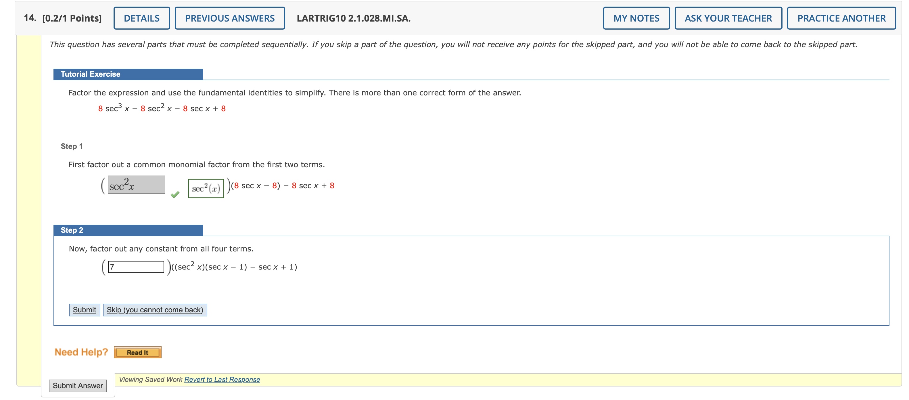Solved Tutorial ExerciseFactor the expression and use the | Chegg.com
