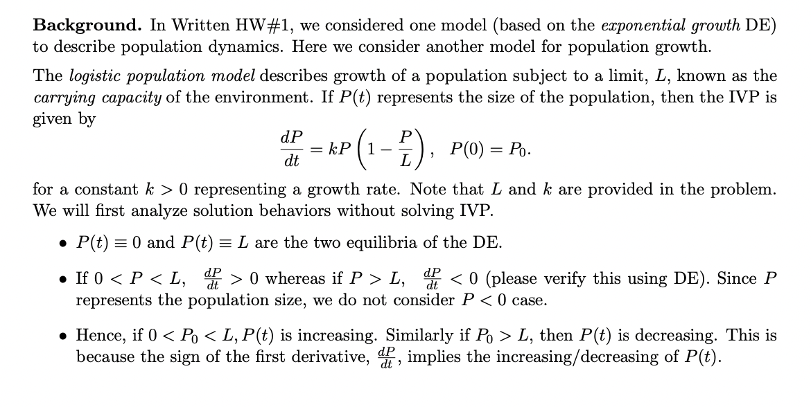 Background. In Written HW\#1, we considered one model | Chegg.com