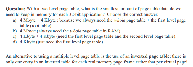 Solved Exercise 1 : Virtual Memory Architecture: a 32-bit | Chegg.com