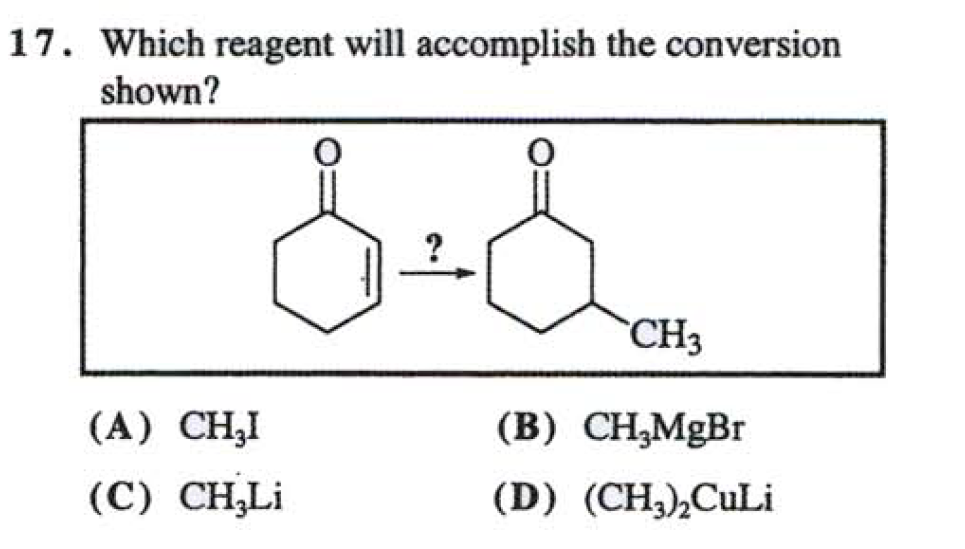 Solved 17. Which reagent will accomplish the conversion | Chegg.com
