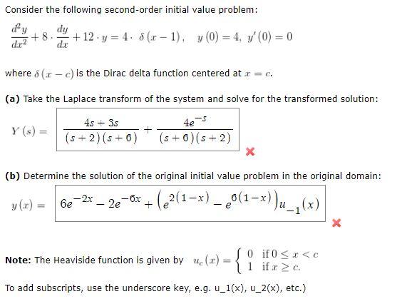 Solved Consider the following second-order initial value | Chegg.com