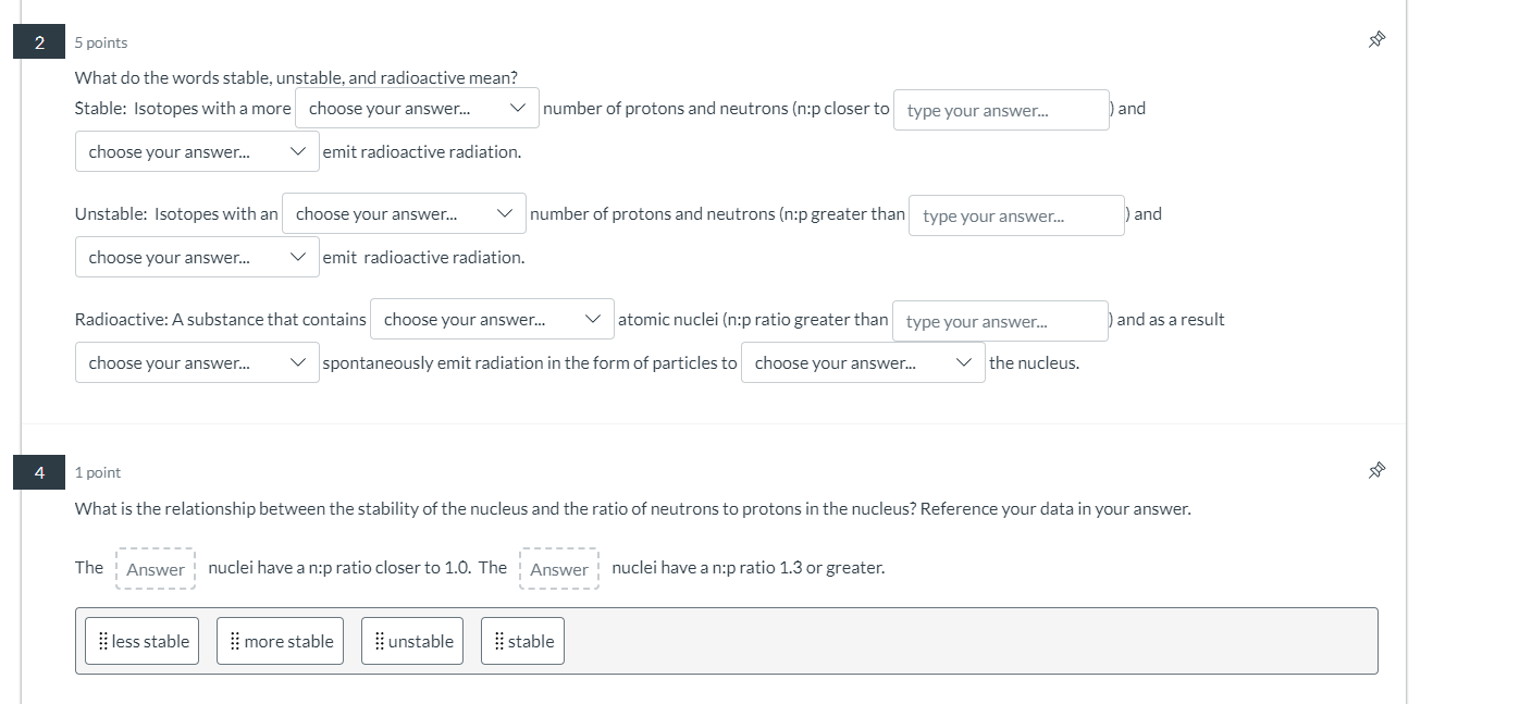 Solved Context for Question 2 ﻿drop down boxes:Stable: | Chegg.com